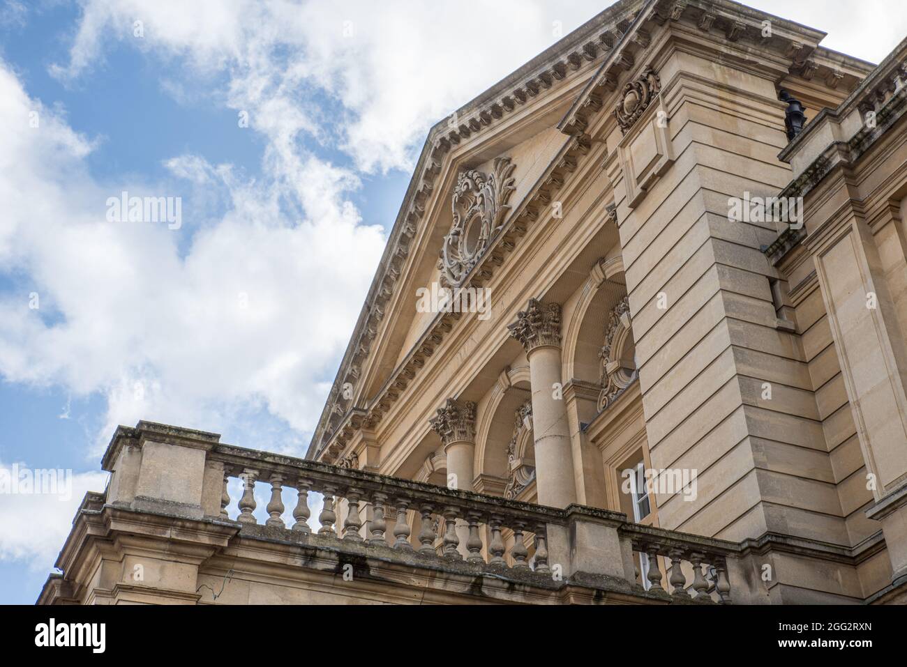 Cheltenham town hall with blue sky and white clouds, architectural ...