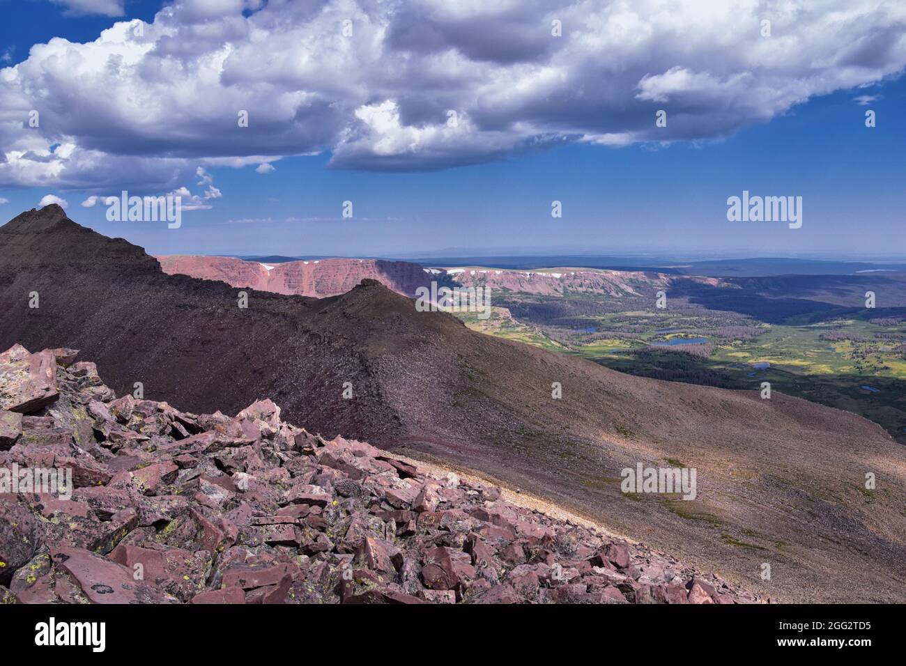 Landscape views from Kings Peak panorama in Uintah Rocky Mountains from ...