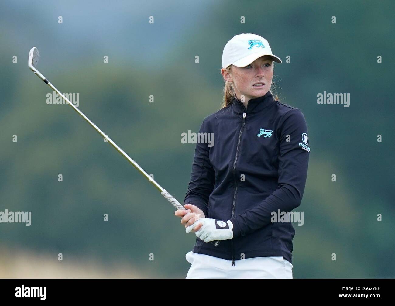 Team GB&I's Louise Duncan reacts to her shot to the first green during ...