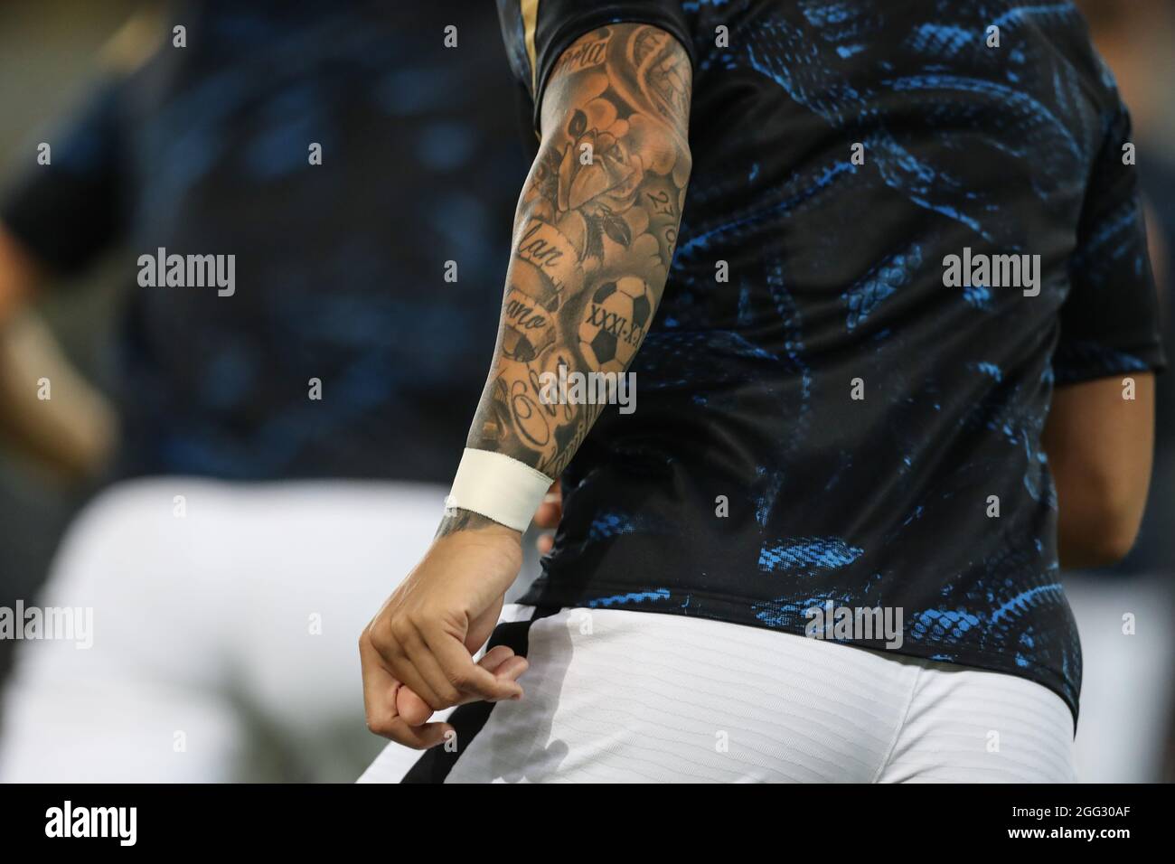 Verona, Italy, 27th August 2021. Tattoos on the arm of Lautaro Martinez ...