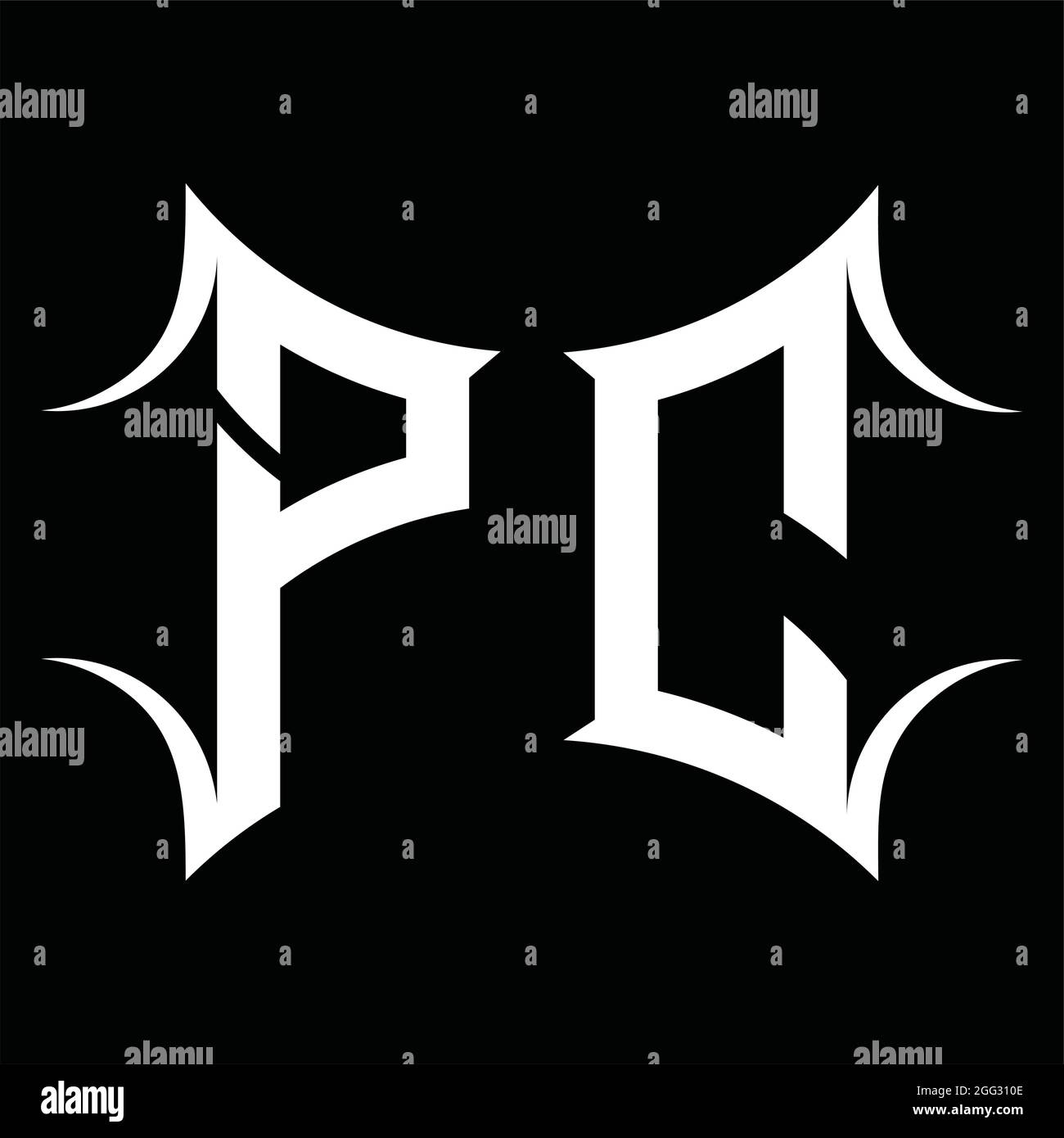 PC Logo monogram with abstract shape blackground design template Stock ...