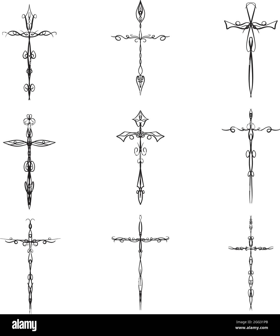 Collection of Religious Crosses Illustration Vectors Stock Vector Image ...