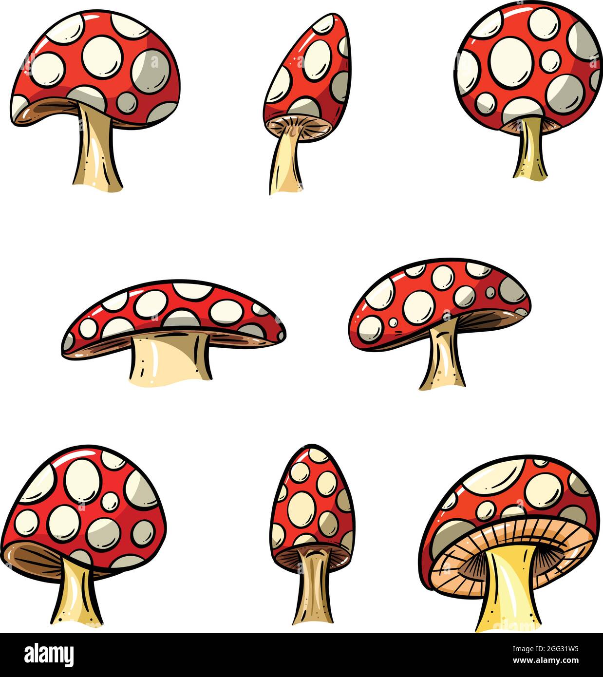 Cartoon Toadstool and Mushroom Illustration Vector Collection Stock ...