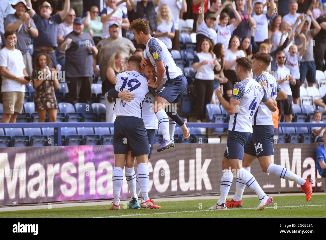 Preston North End's Darnell Fisher celebrates scoring his side's first ...