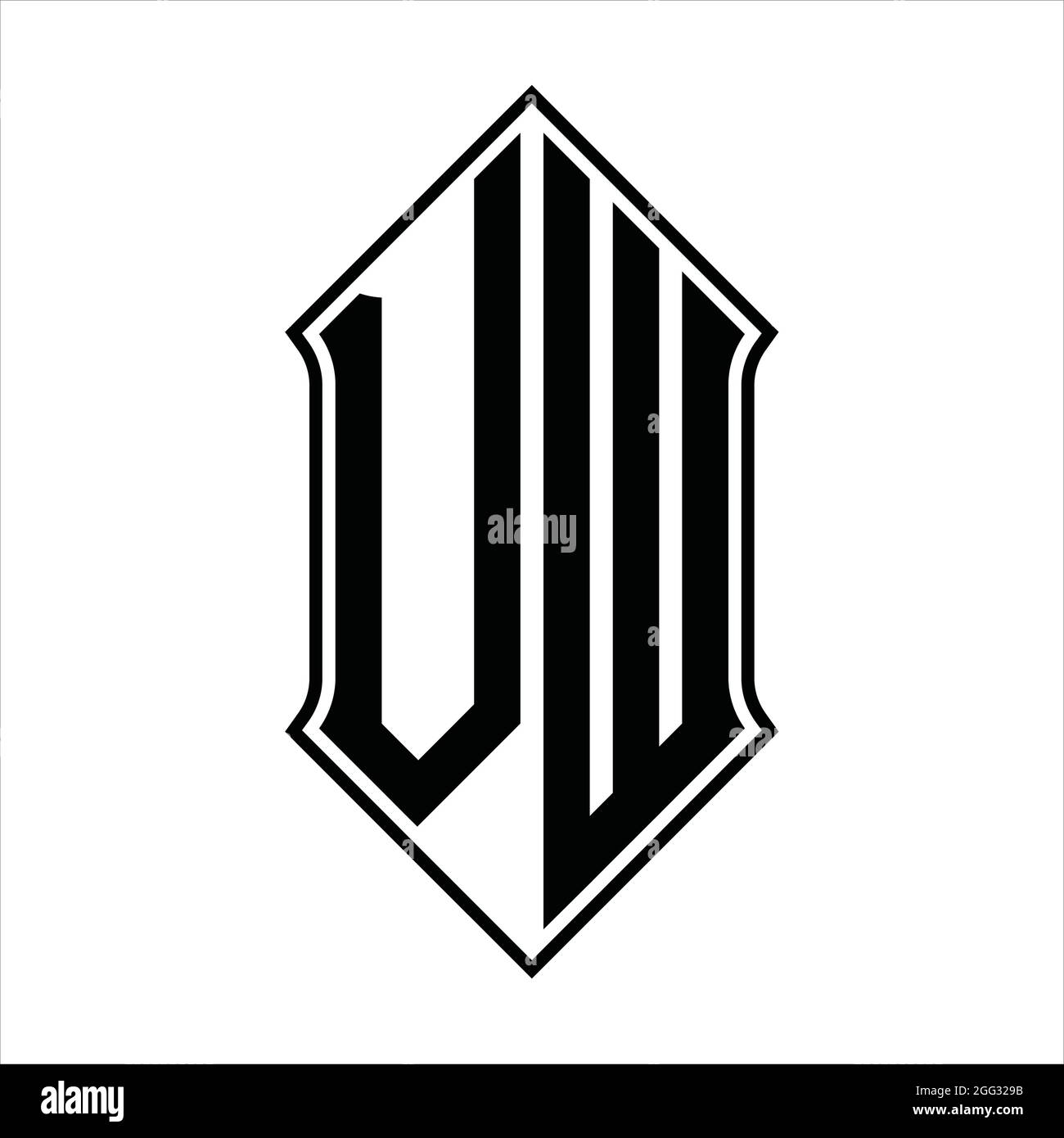 VW Logo monogram with shieldshape and black outline design template ...