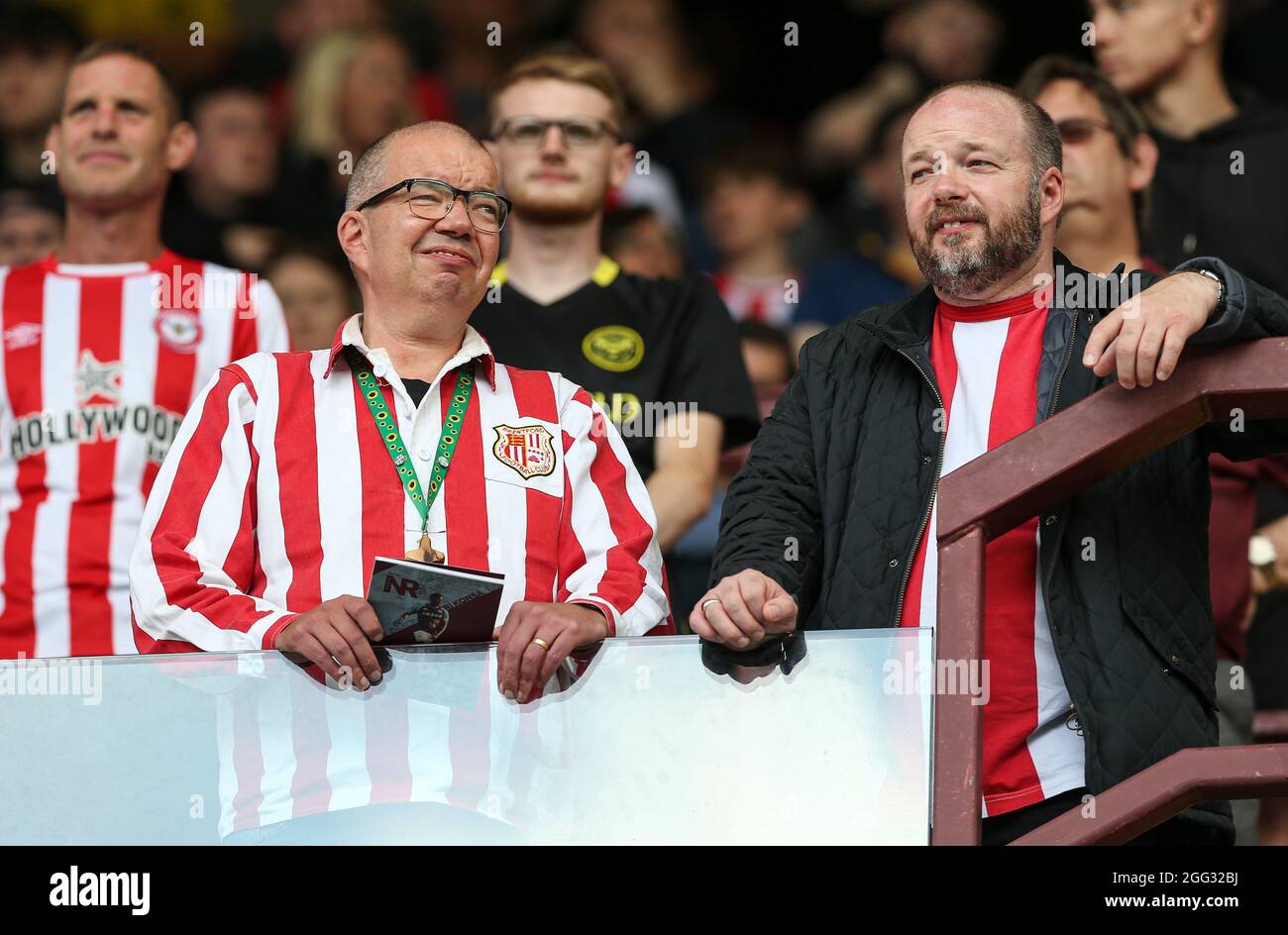 Brentford fans during the Premier League match at Villa Park ...