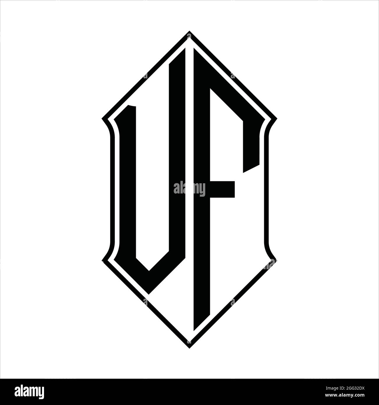 VF Logo monogram with shieldshape and black outline design template ...