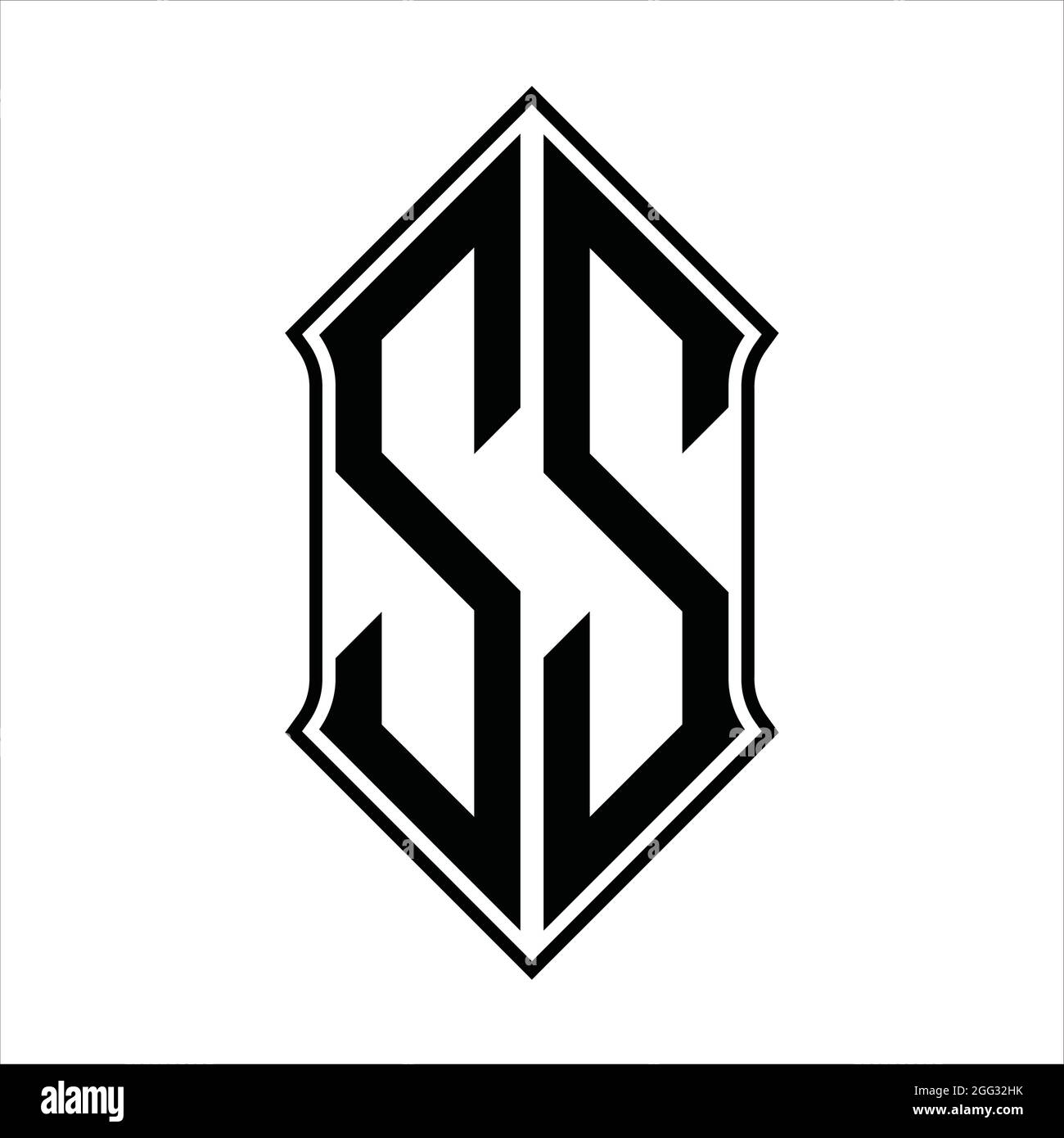 SS Logo monogram with shieldshape and black outline design template ...