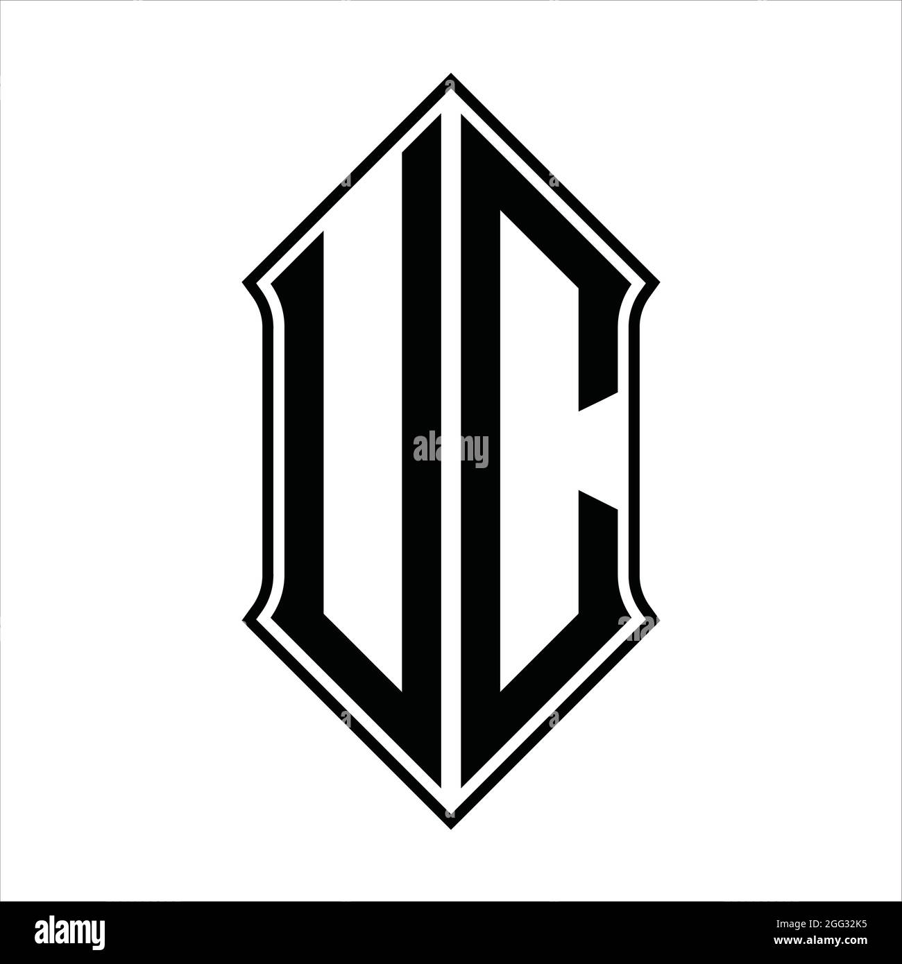 UC Logo monogram with shieldshape and black outline design template ...