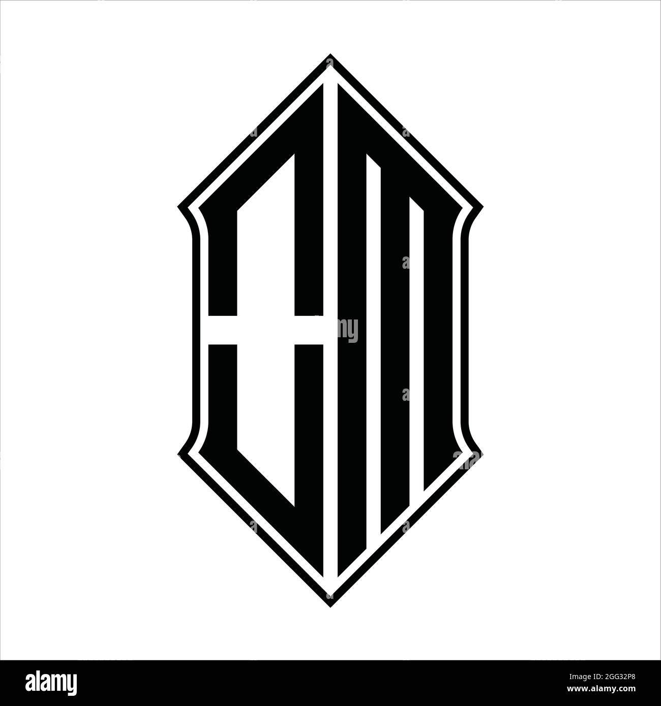 OM Logo monogram with shieldshape and black outline design template ...