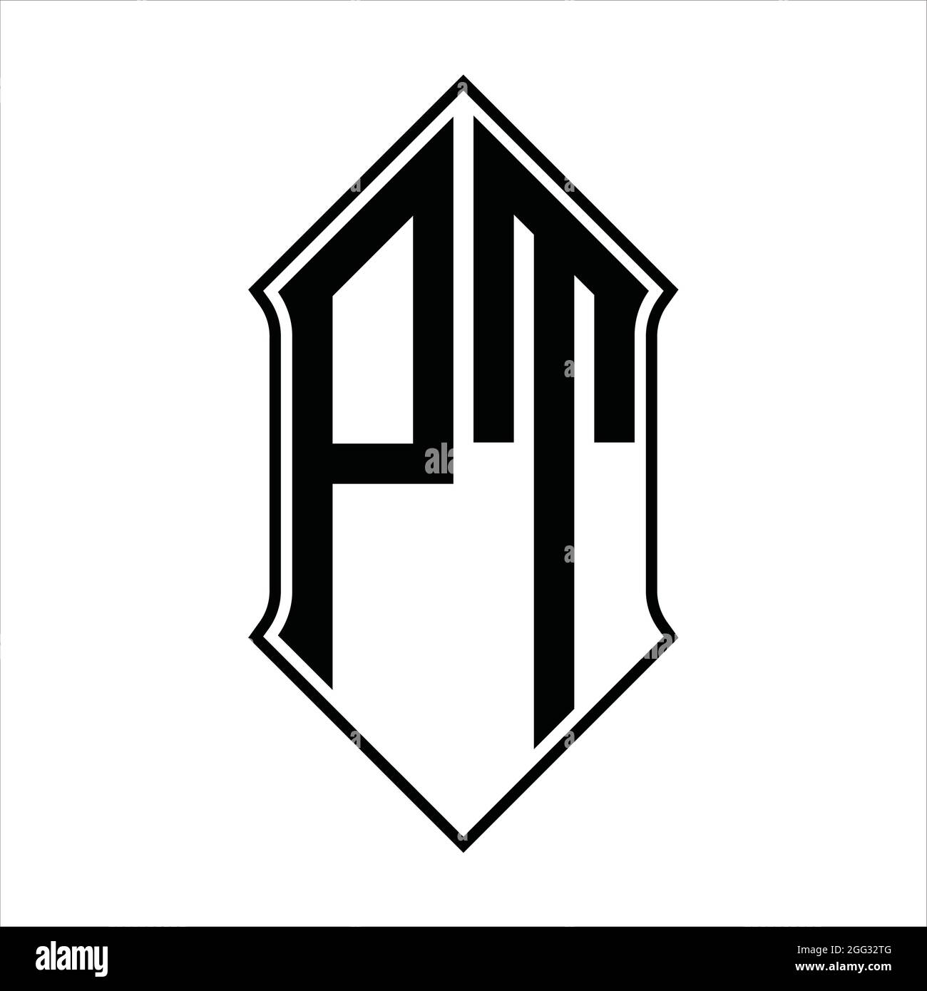 PT Logo monogram with shieldshape and black outline design template ...