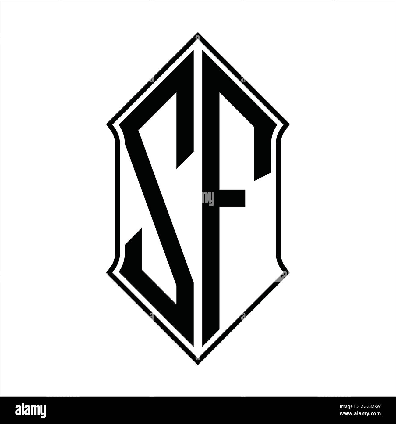 ZF Logo monogram with shieldshape and black outline design template ... ZF Logo monogram with shieldshape and black outline design template ...