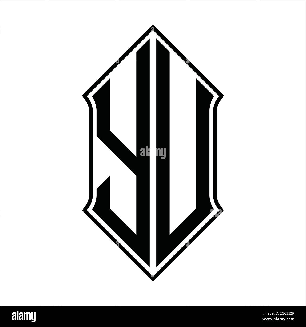 YU Logo monogram with shieldshape and black outline design template ...