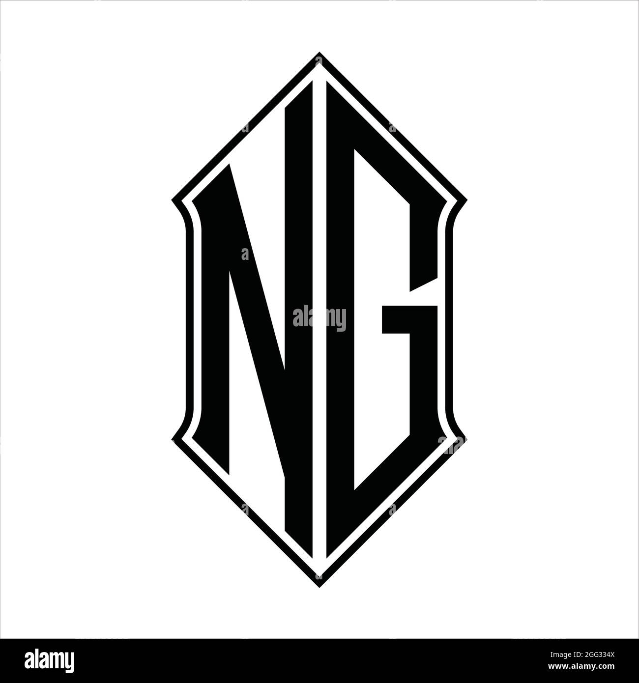 NG Logo monogram with shieldshape and black outline design template ...