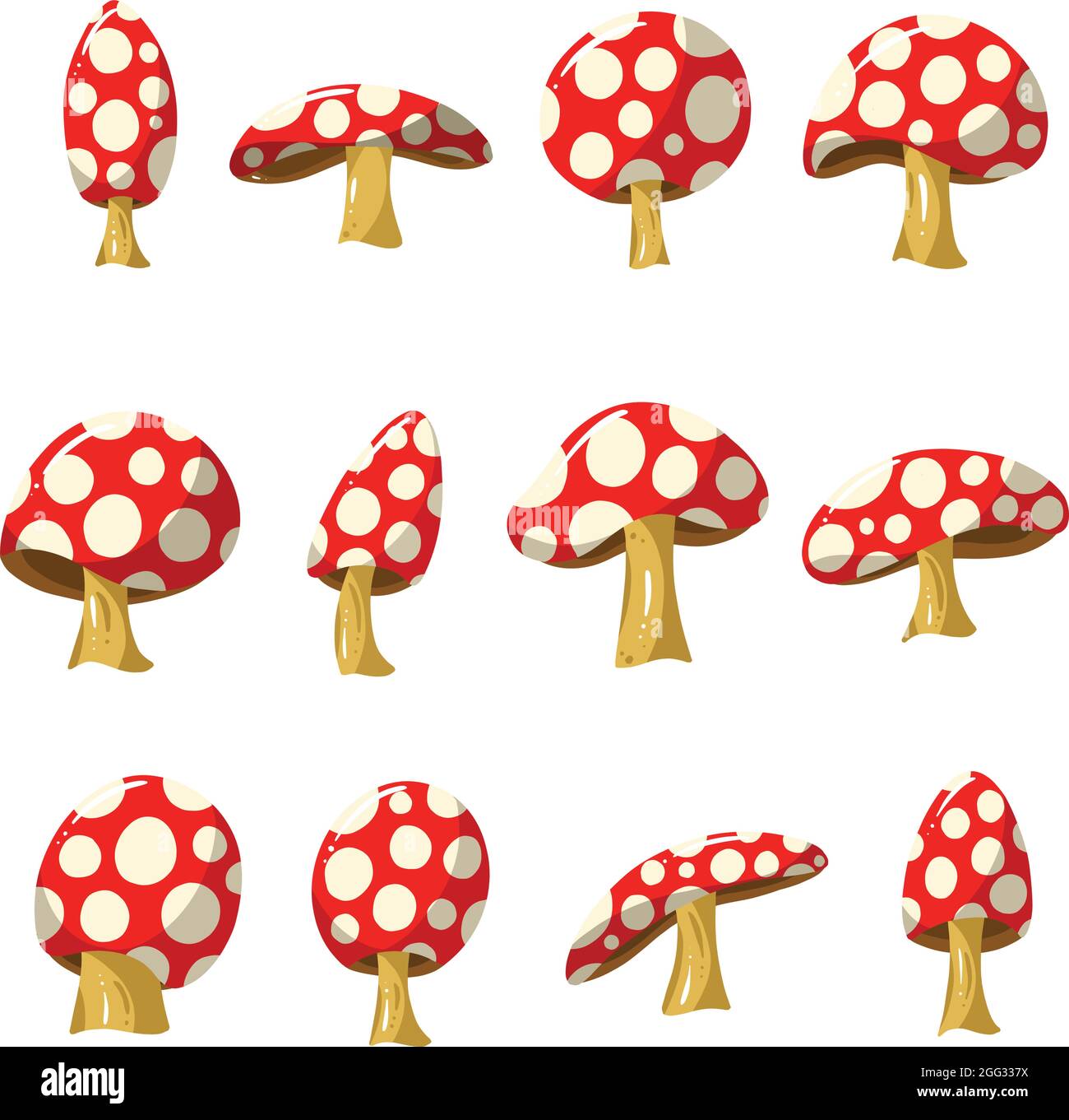 Cartoon Toadstool and Mushroom Illustration Vector Collection Stock ...