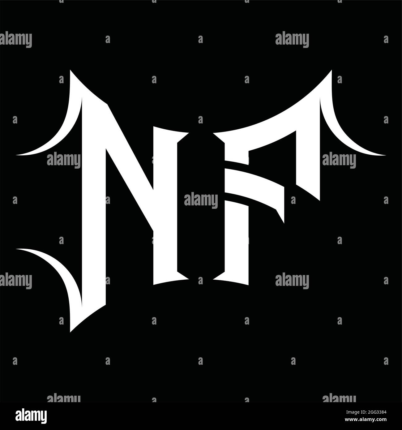 NF Logo monogram letter with shield and slice style blackground design ...