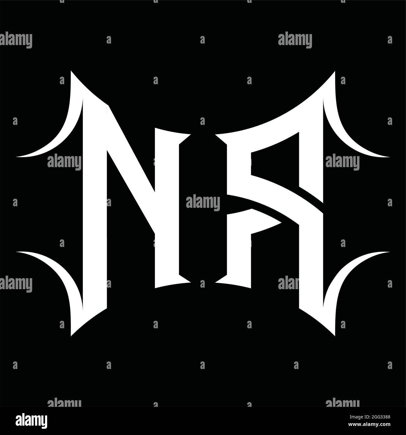 NR Logo monogram letter with shield and slice style blackground design ...