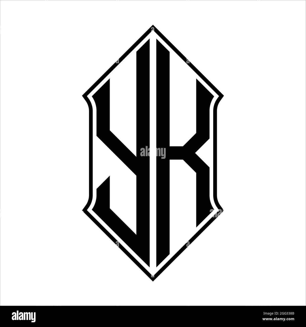 YK Logo monogram with shieldshape and black outline design template vector icon abstract Stock ...