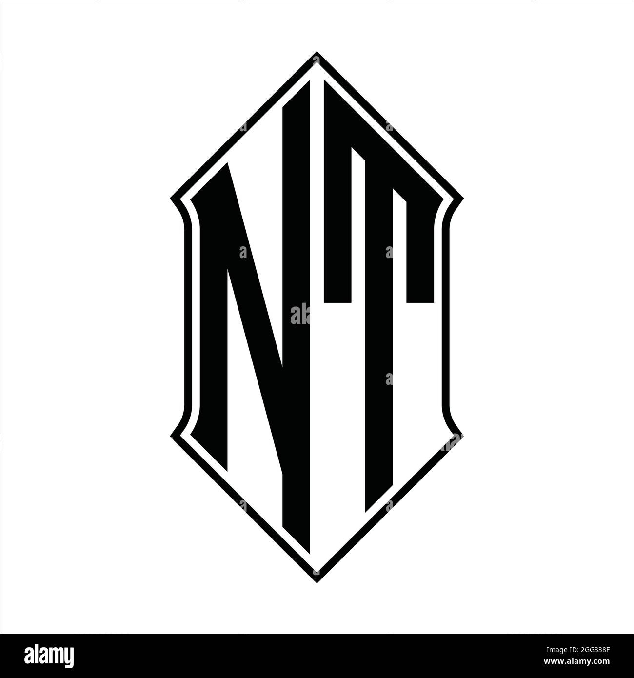 NT Logo monogram with shieldshape and black outline design template ...