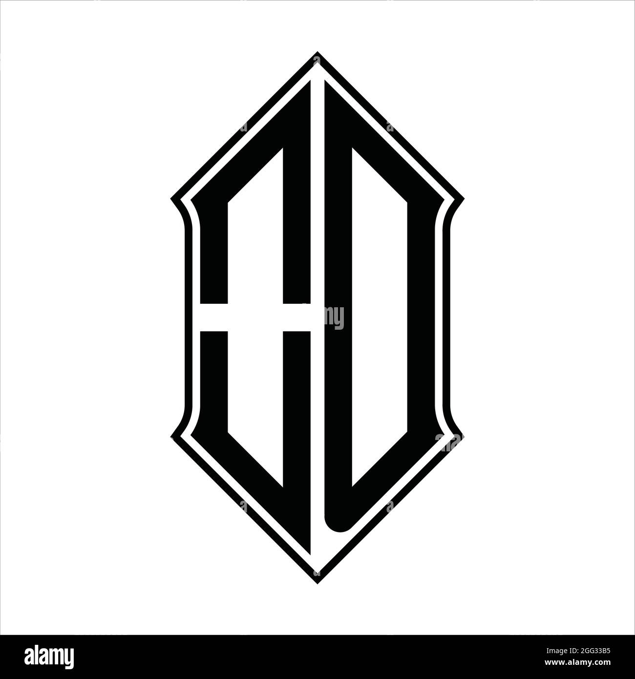 OD Logo monogram with shieldshape and black outline design template ...