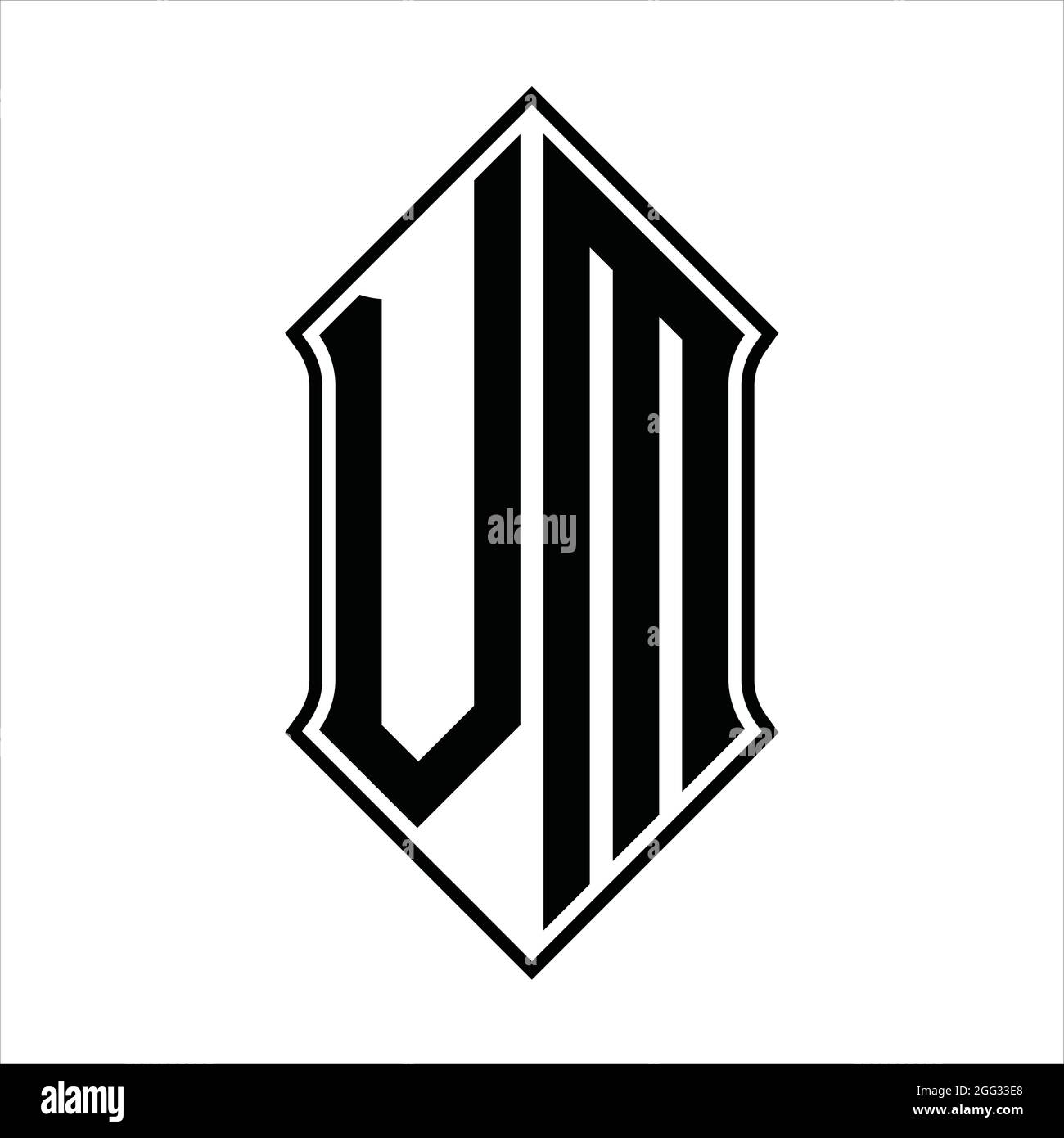VM Logo monogram with shieldshape and black outline design template ...