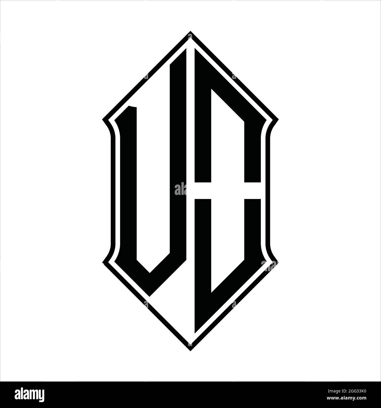 VO Logo monogram with shieldshape and black outline design template ...