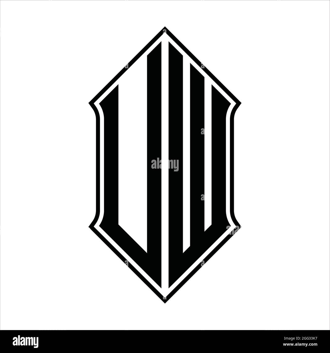 UW Logo monogram with shieldshape and black outline design template ...