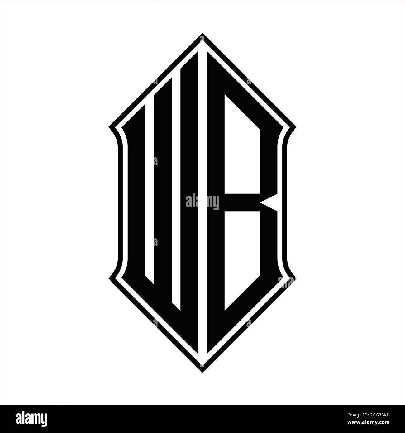 WB Logo monogram with shieldshape and black outline design template ...