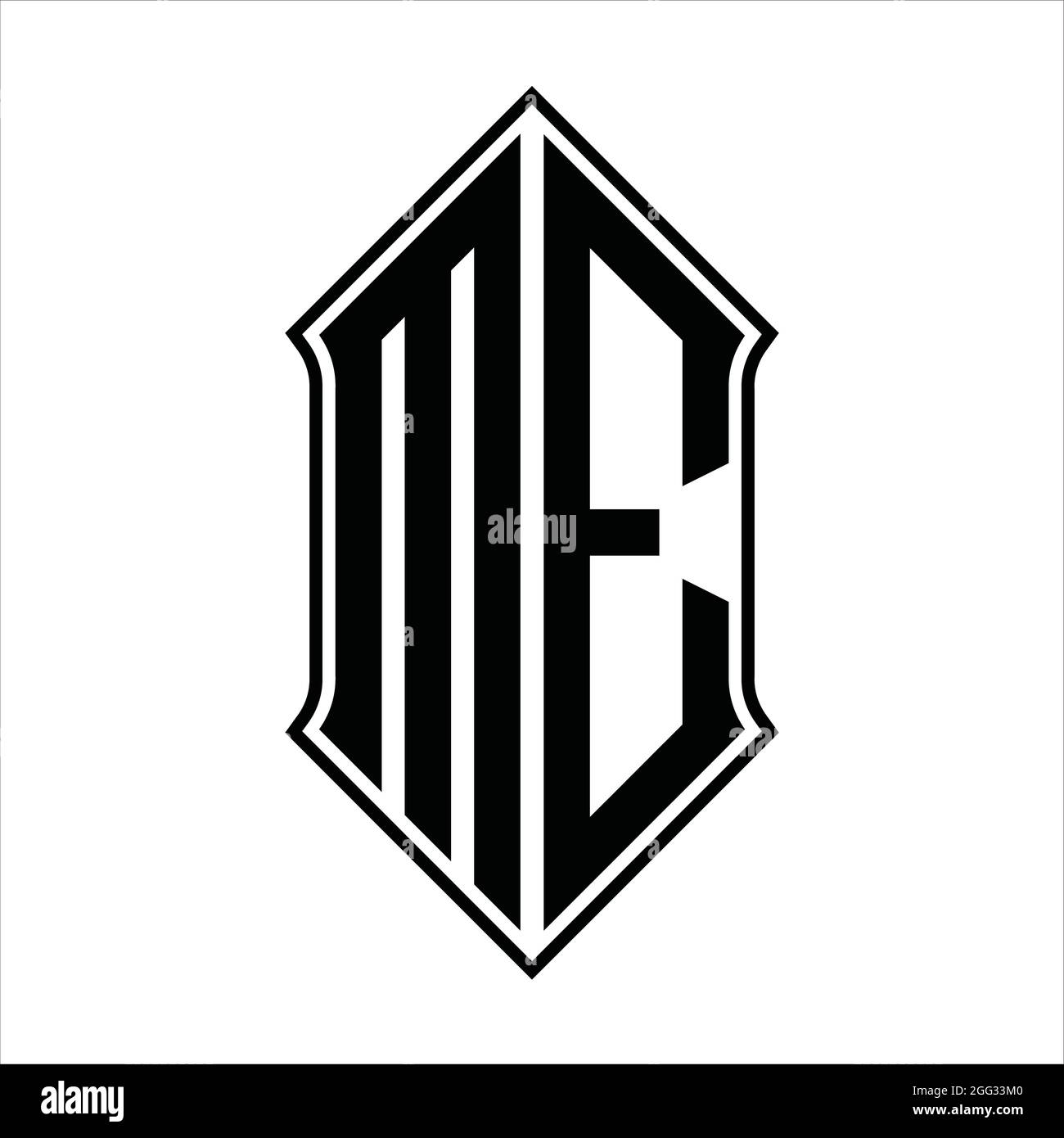 ME Logo monogram with shieldshape and black outline design template ...