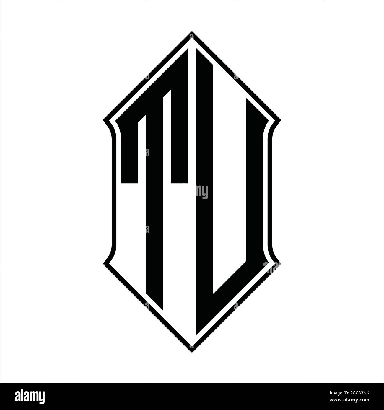 TU Logo monogram with shieldshape and black outline design template ...