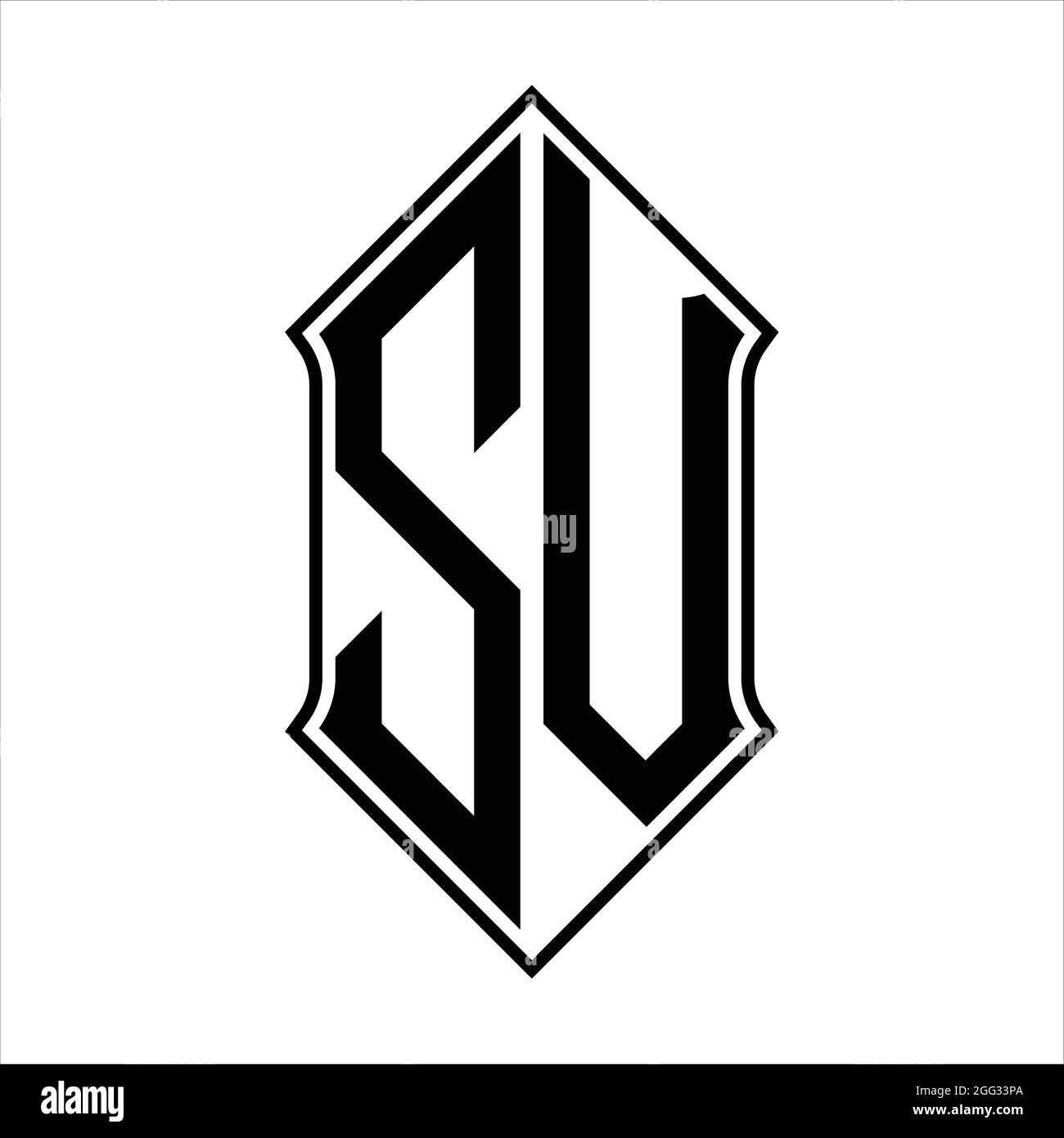 SV Logo monogram with shieldshape and black outline design template ...