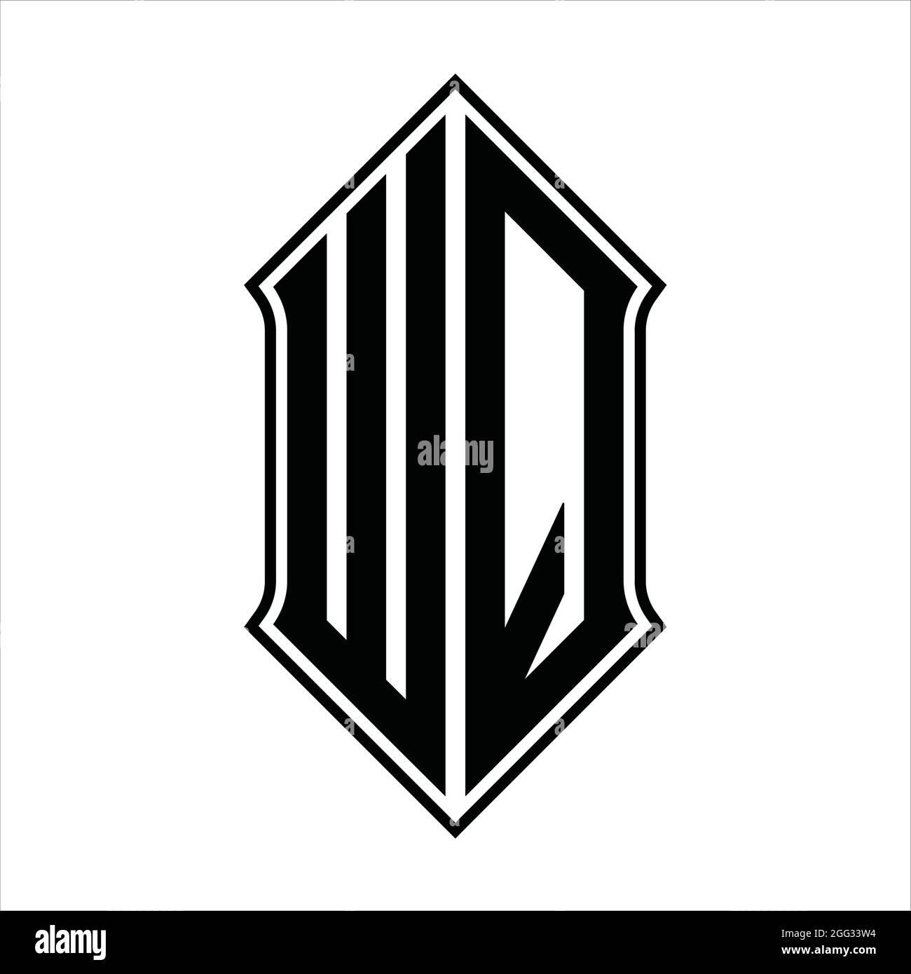 WQ Logo monogram with shieldshape and black outline design template ...