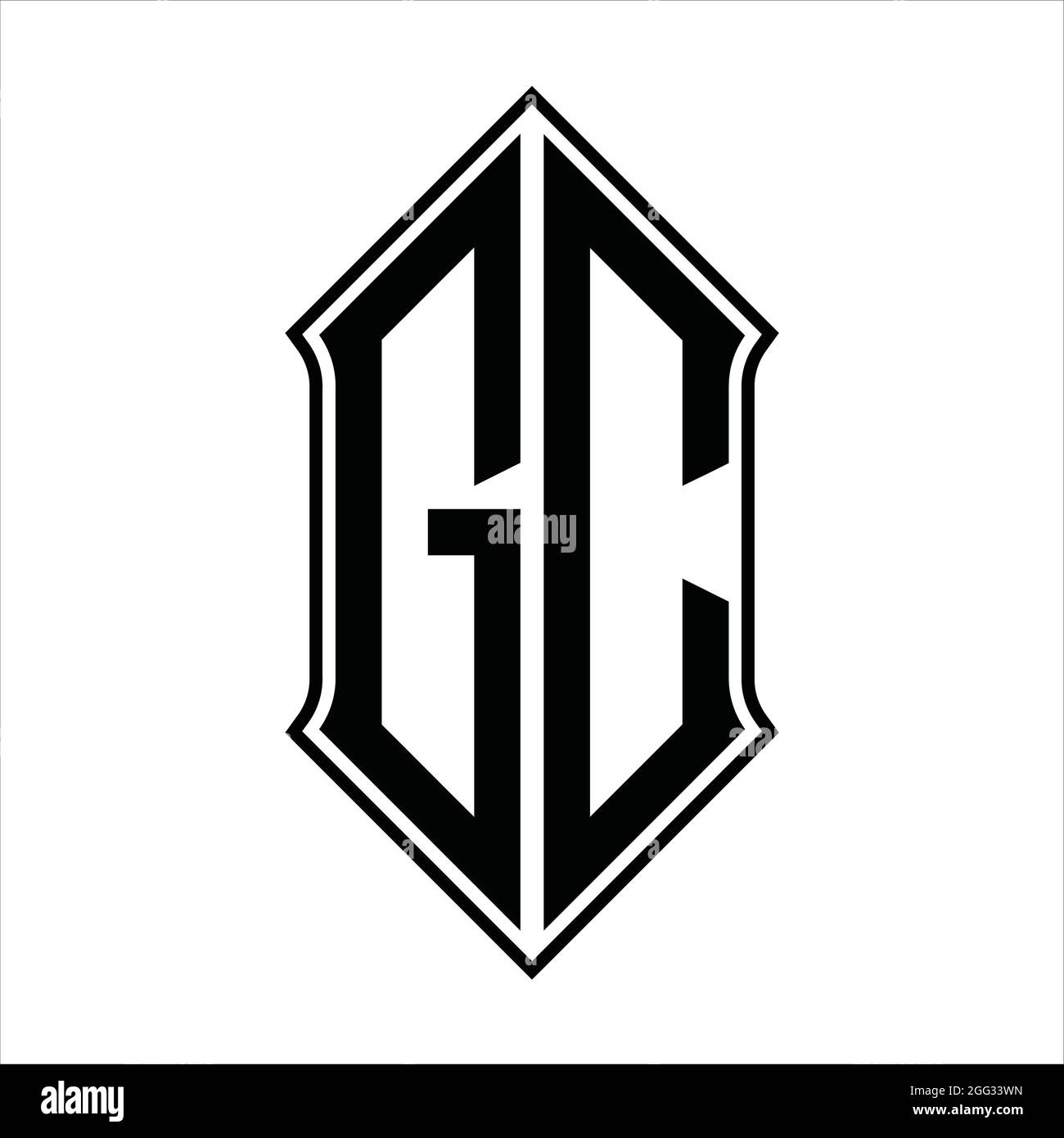 GC Logo monogram with shieldshape and black outline design template vector icon abstract Stock ...