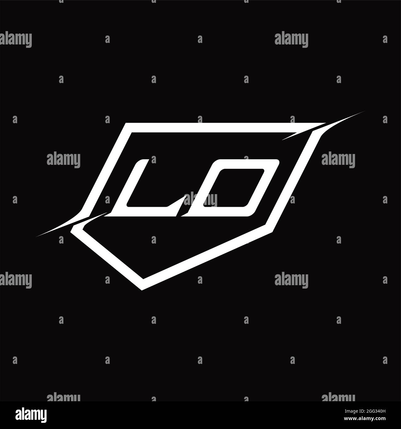 LO Logo monogram letter with shield and slice style blackground design ...