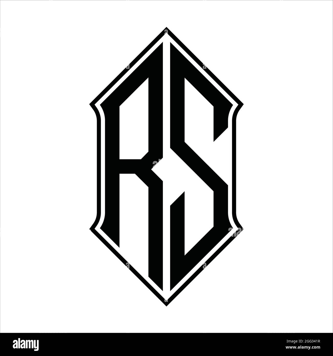 RS Logo monogram with shieldshape and black outline design template ...