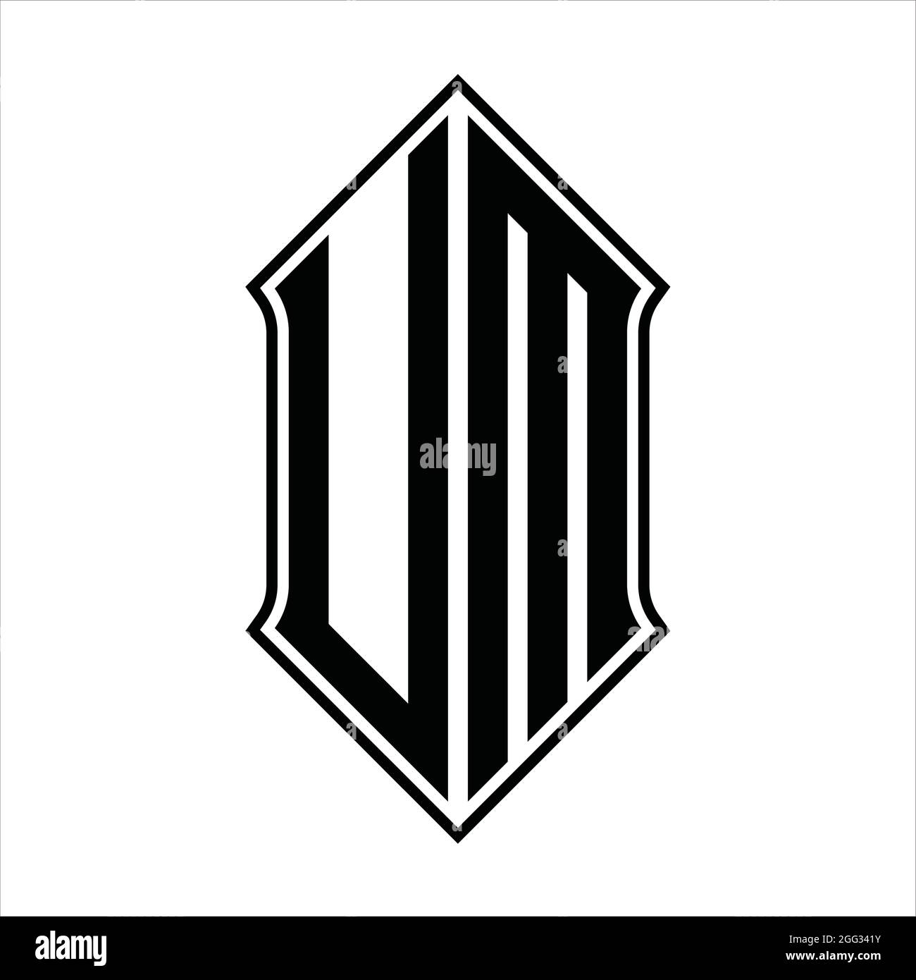 UM Logo monogram with shieldshape and black outline design template ...