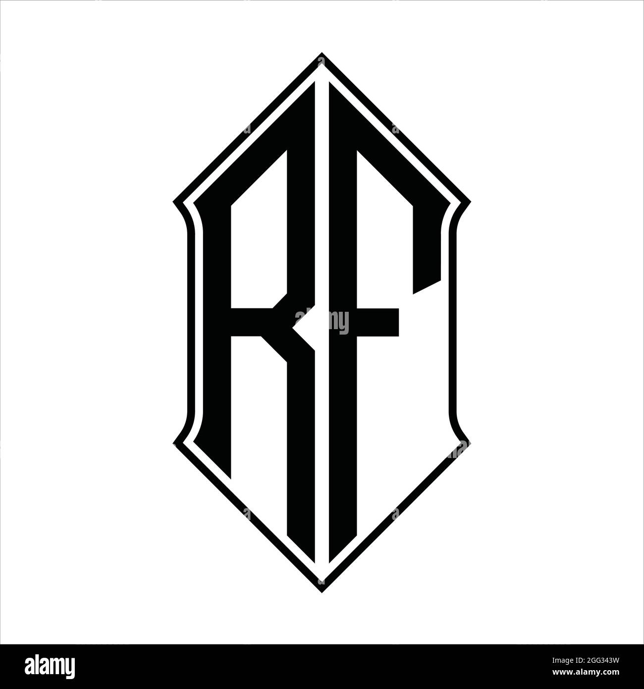 RF Logo monogram with shieldshape and black outline design template ...