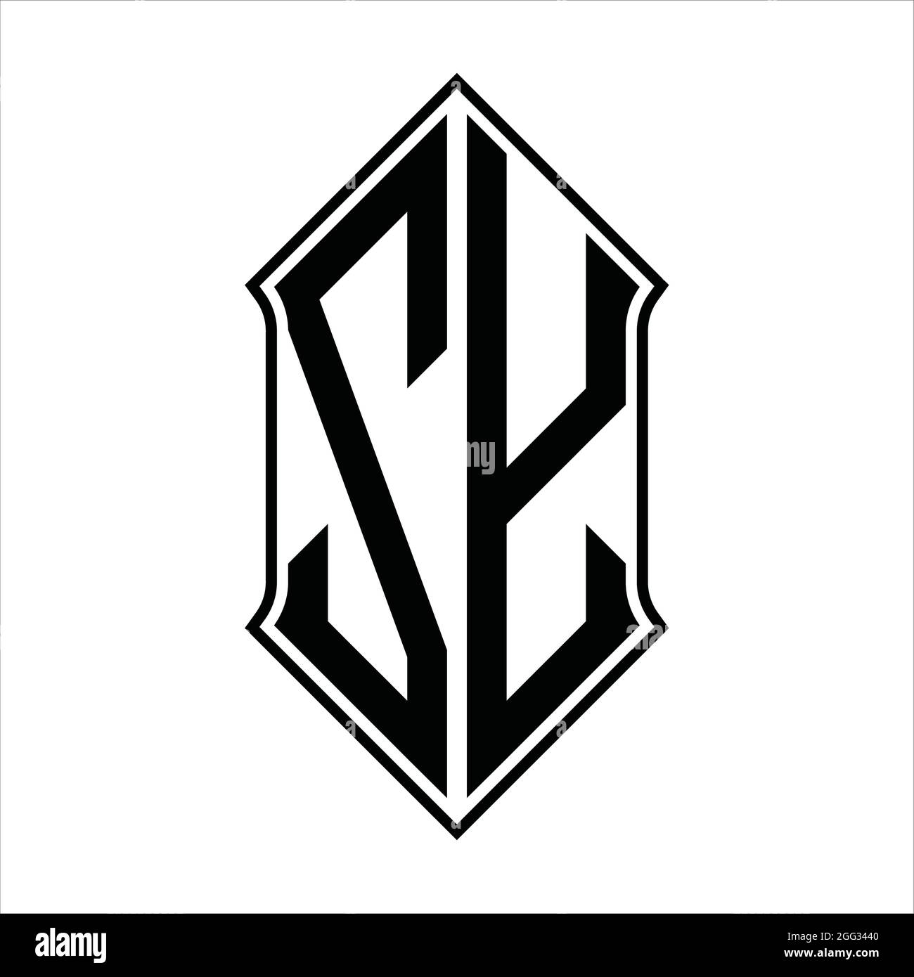 ZY Logo monogram with shieldshape and black outline design template vector icon abstract Stock ...