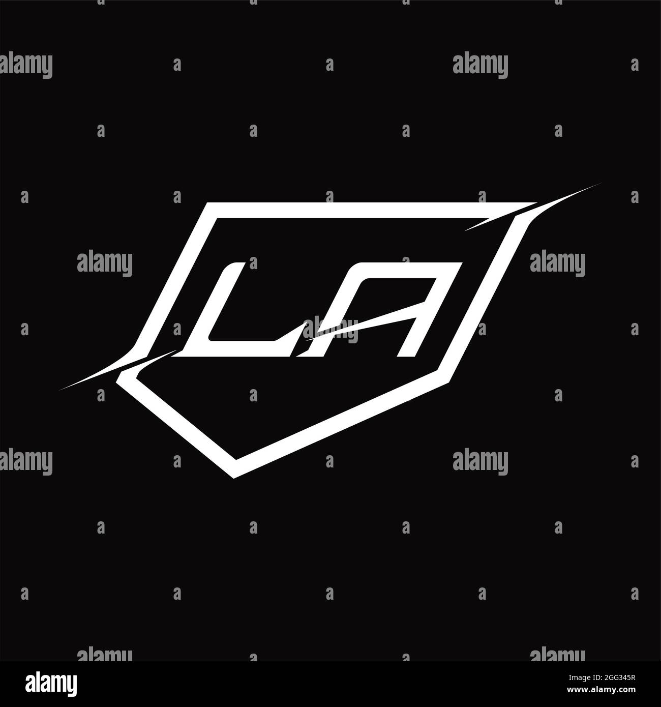 LA Logo monogram letter with shield and slice style blackground design ...
