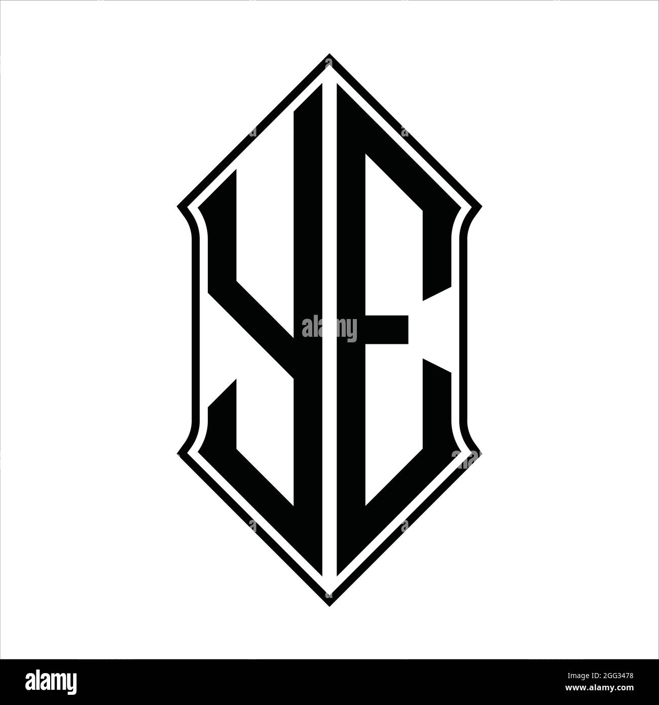 YE Logo monogram with shieldshape and black outline design template ...