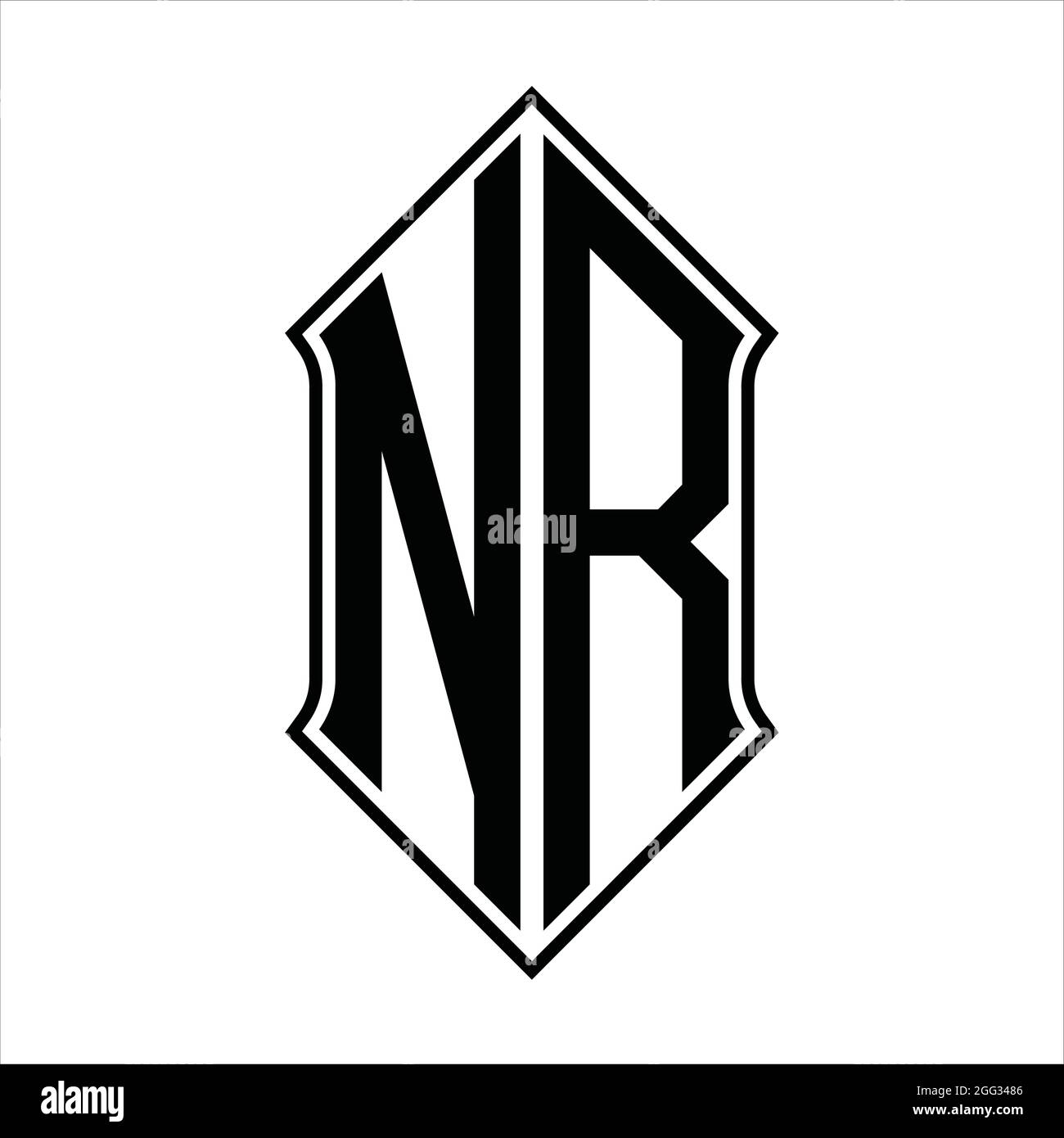 NR Logo monogram with shieldshape and black outline design template ...