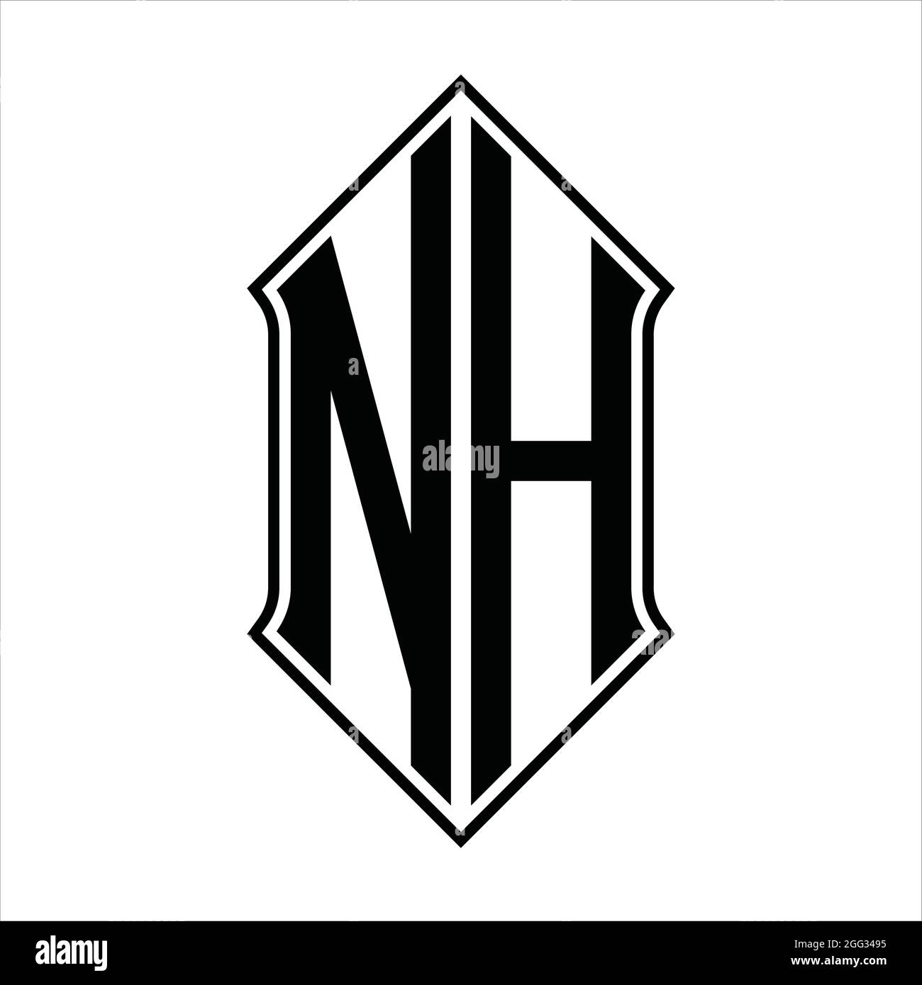 NH Logo monogram with shieldshape and black outline design template ...