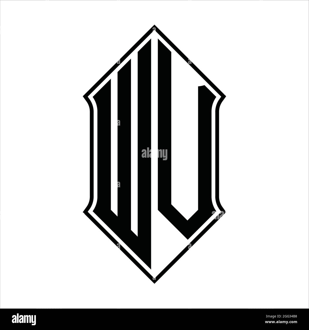 WV Logo monogram with shieldshape and black outline design template ...