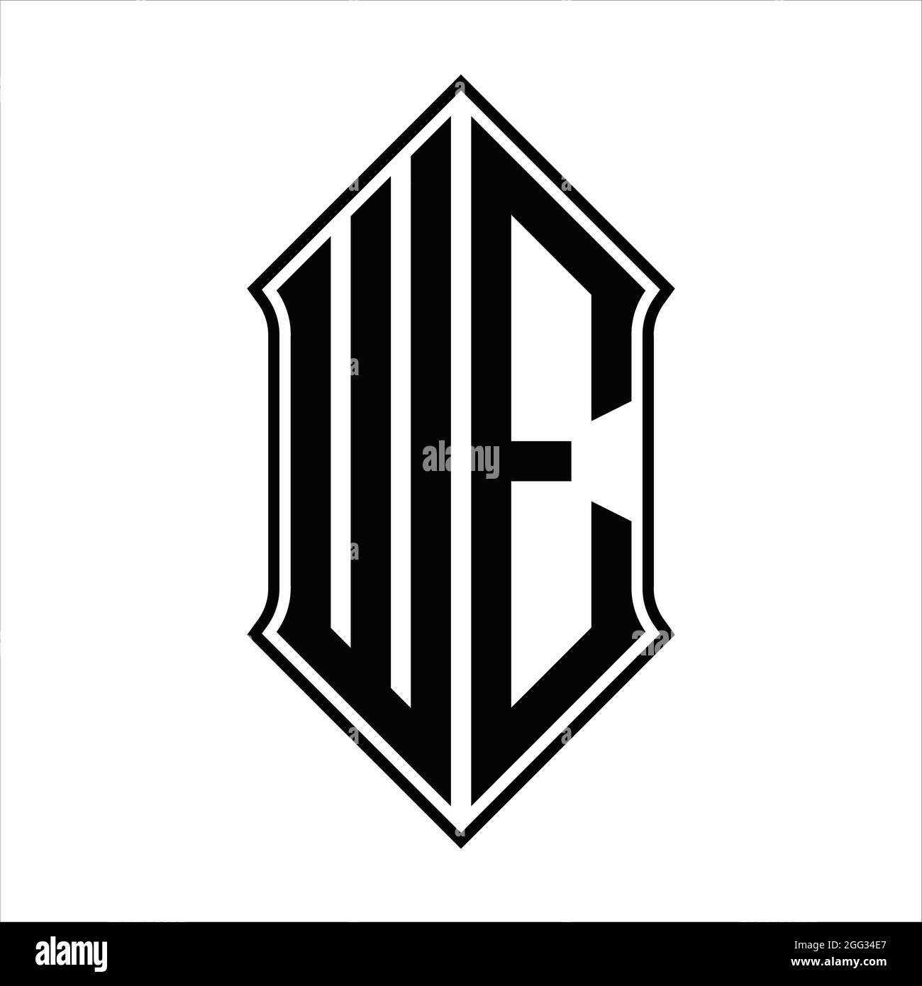 WE Logo monogram with shieldshape and black outline design template ...