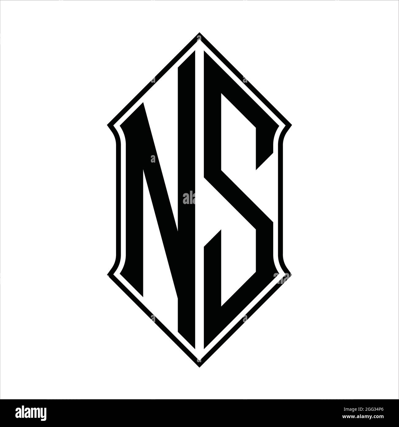 NS Logo monogram with shieldshape and black outline design template ... NS Logo monogram with shieldshape and black outline design template ...