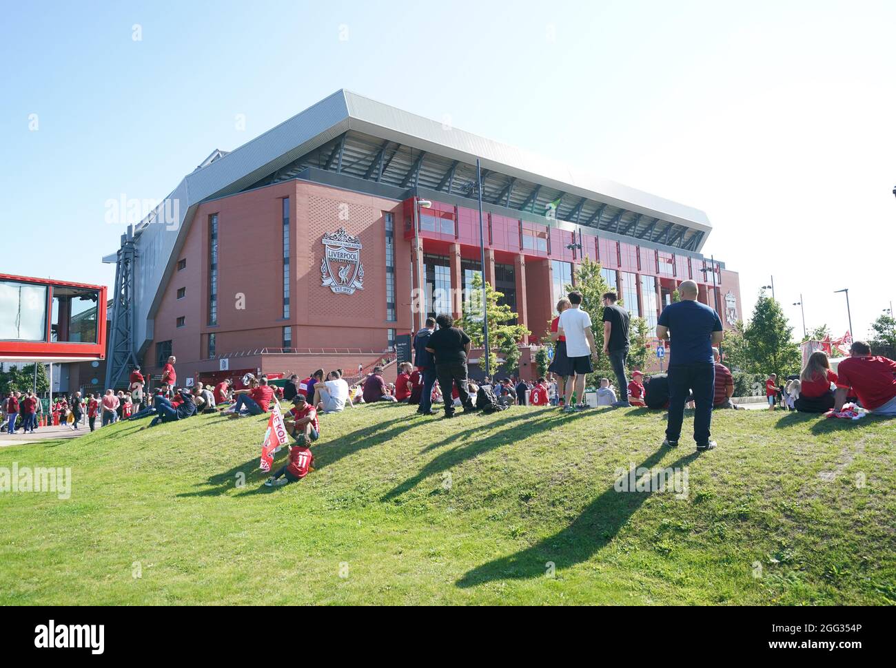 Fans make their way to the ground ahead of the Premier League match at ...