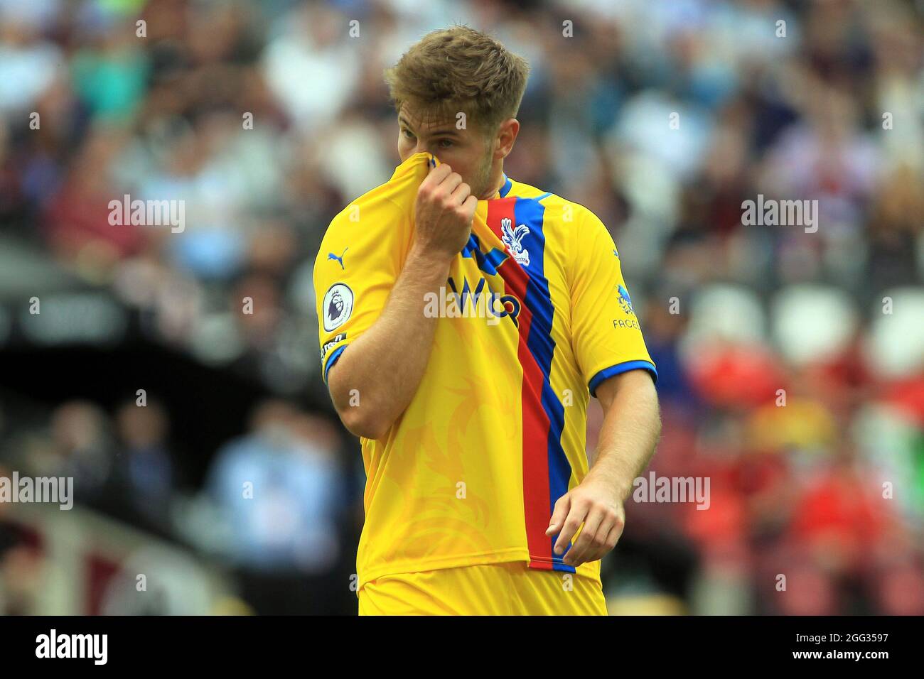 London, UK. 28th Aug, 2021. Joachim Andersen of Crystal Palace looks on ...