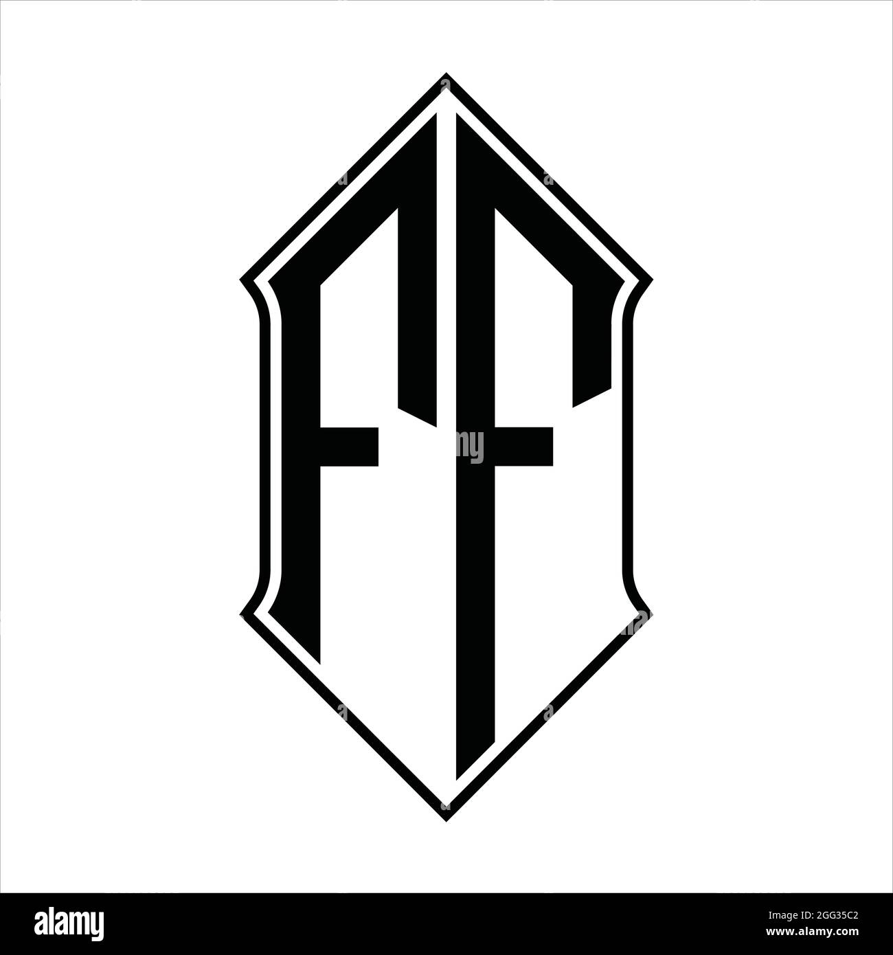 FF Logo monogram with shieldshape and black outline design template ...