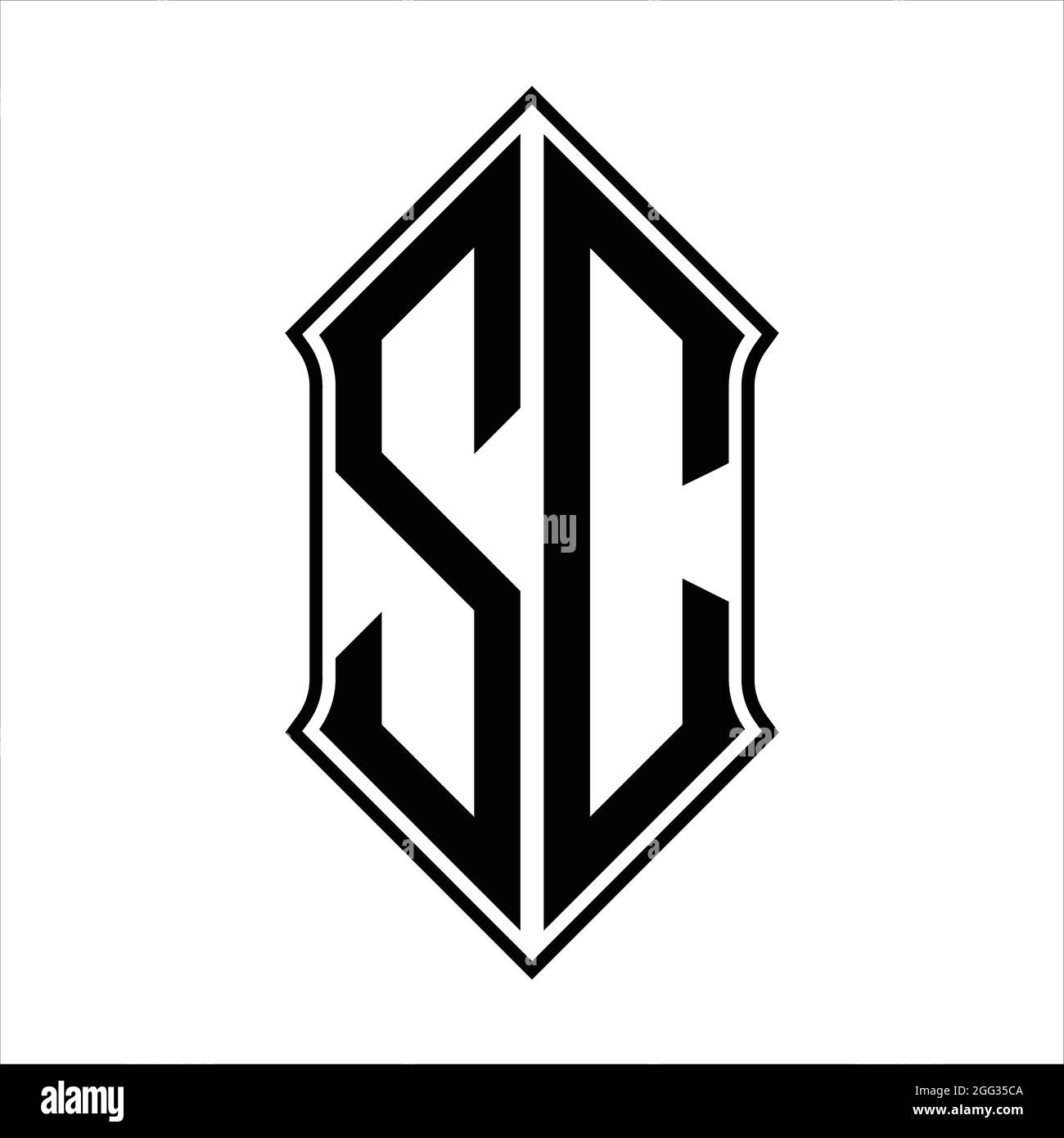 SC Logo monogram with shieldshape and black outline design template ...