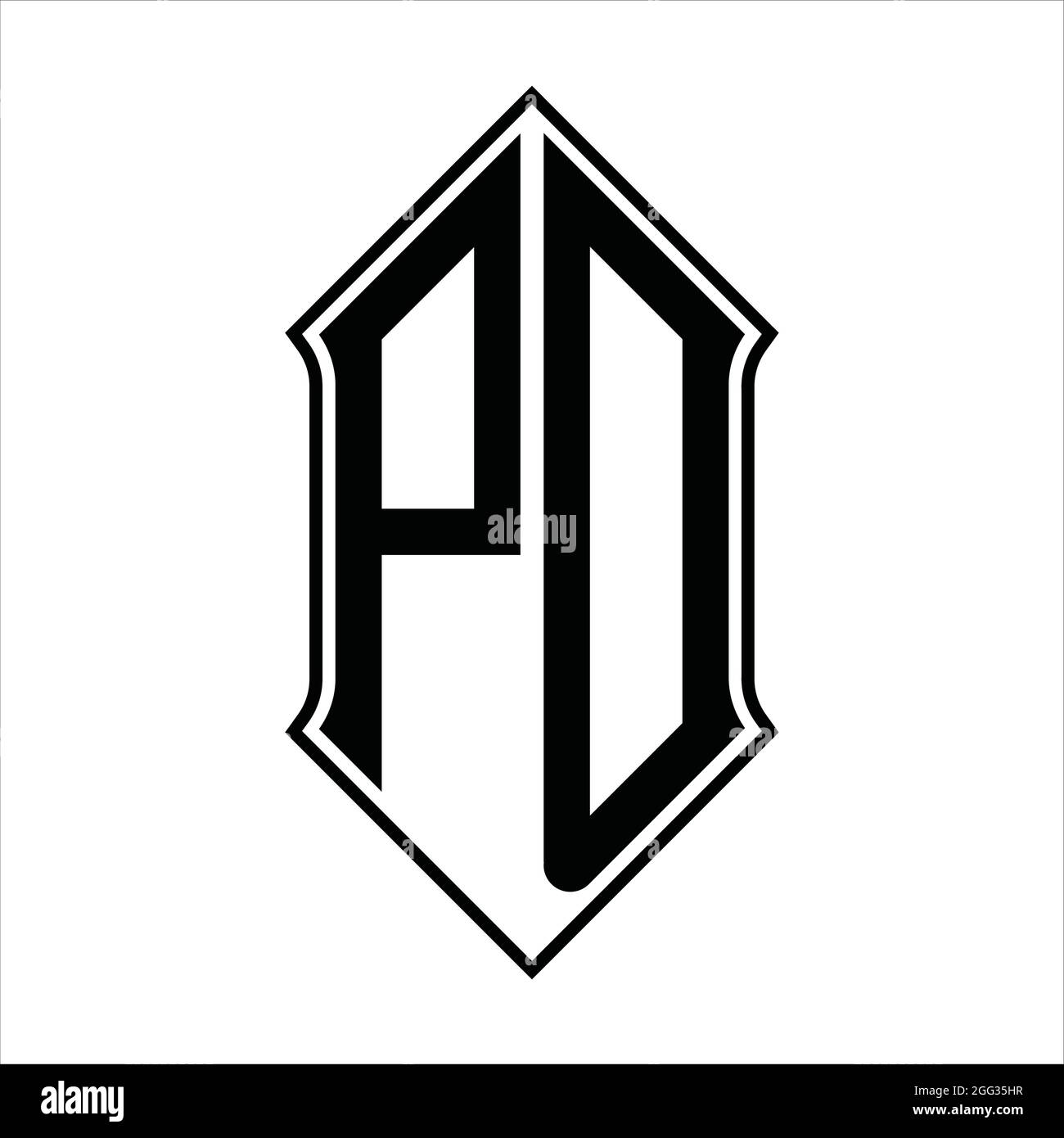 PD Logo monogram with shieldshape and black outline design template ...